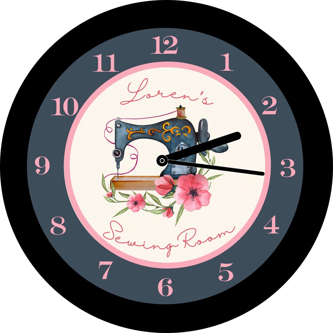 Personalized Sewing Room Wall Clock Blue - Etsy