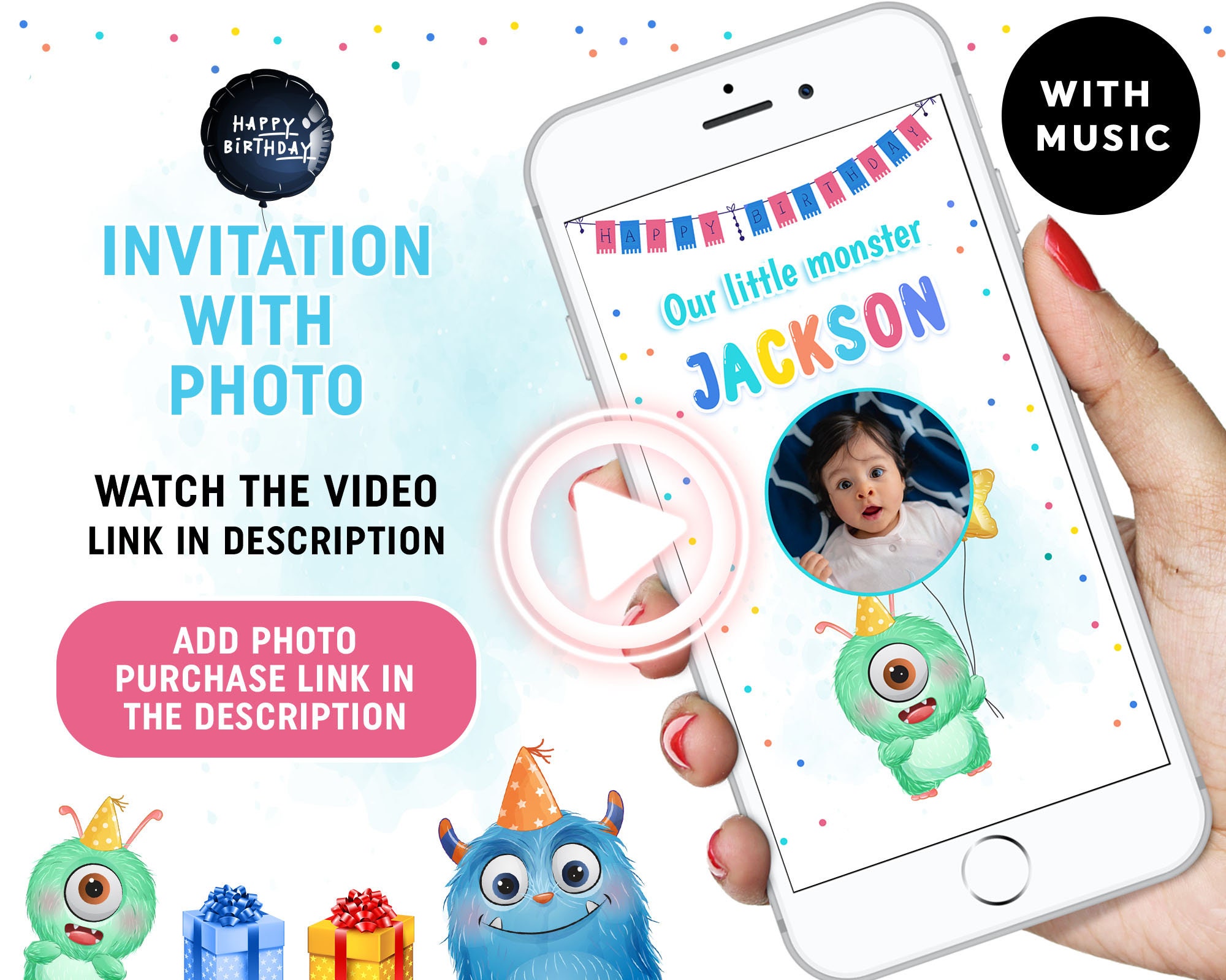 Monster Birthday Invitation Monster Invitation Monster - Etsy