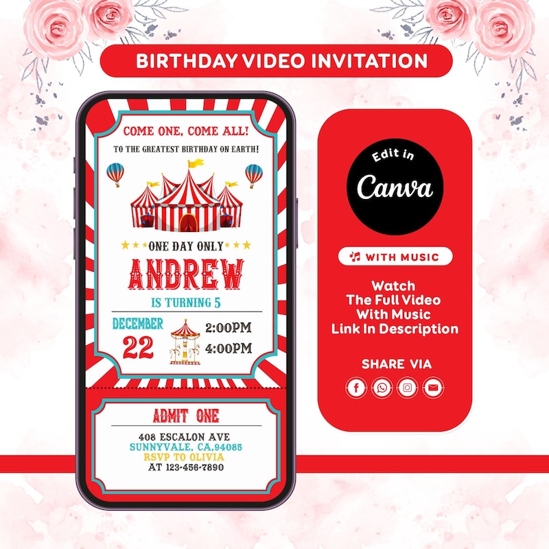 Circus Themed Ticket - Etsy