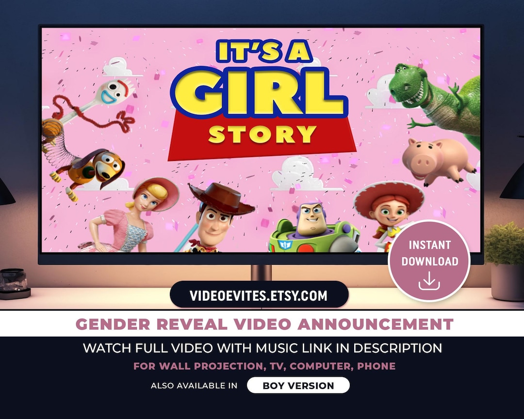Gender Reveal Video Announcement Toy Story Gender Reveal Movie Instant ...