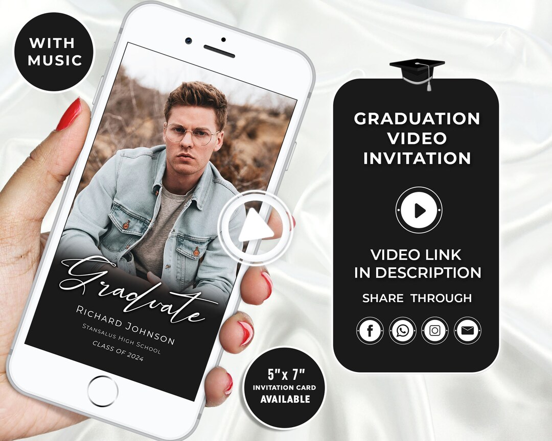 Graduation Invitation 2024 Modern Graduation Announcement Boys ...