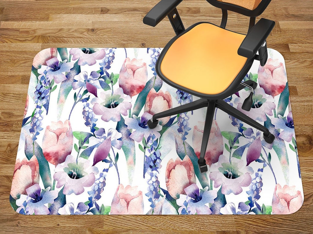 Chair Vinyl Mat, Spring Purple Bouquet Chair Pad, Vinyl Floor Mat ...