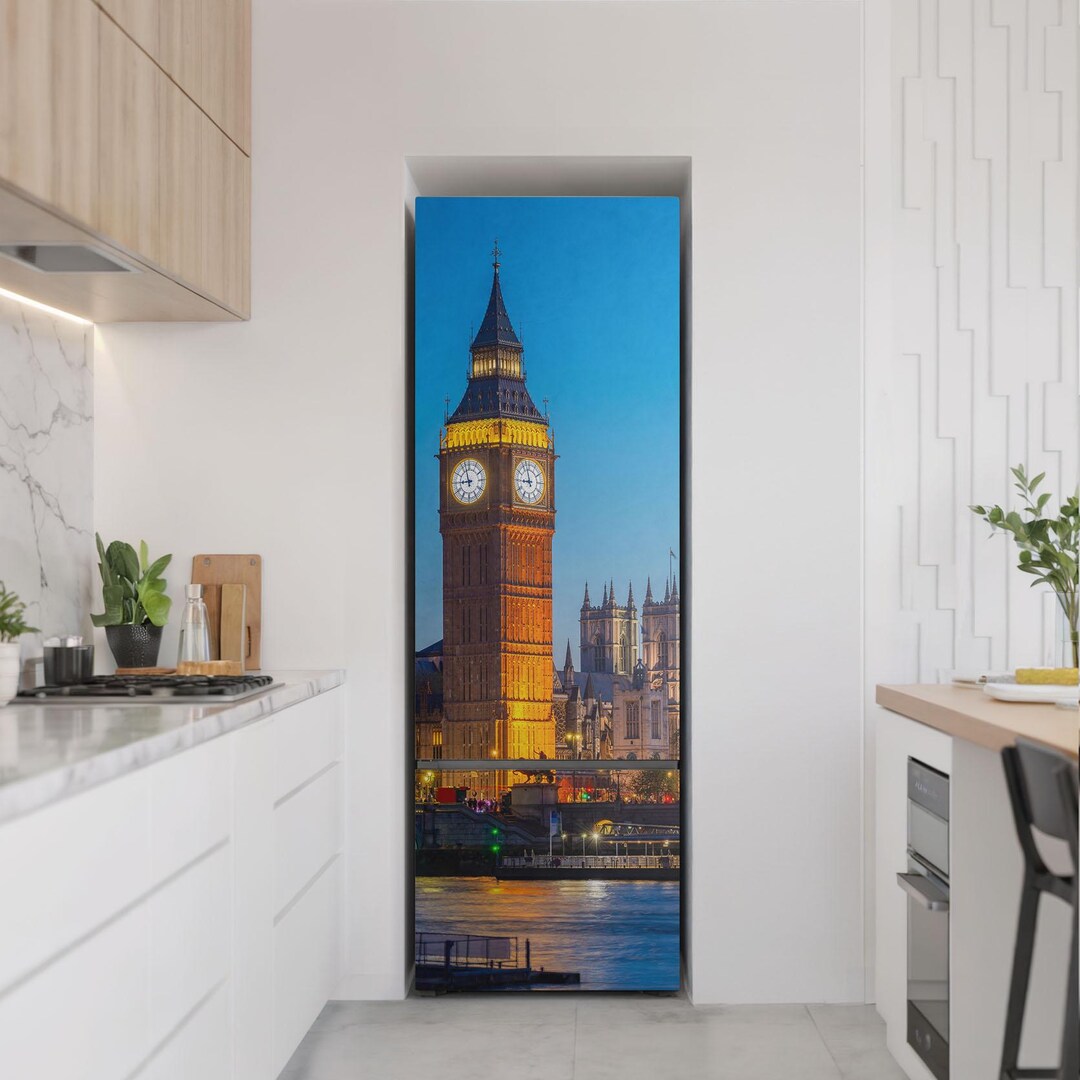 Big Ben in London at Night Fridge Magnetic Decal, Blue Fun Fridge ...