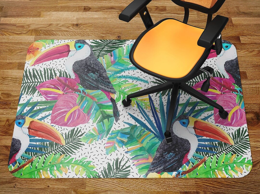 Chair Vinyl Mat, Colorful Hawaii Birds Chair Mat, Chair Mat, Office ...