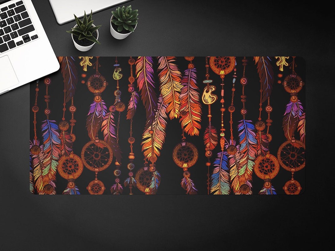 Desk Vinyl Mat, Tribal Dream Catcher Desk Pad, Keyboard Pad, Desktop ...