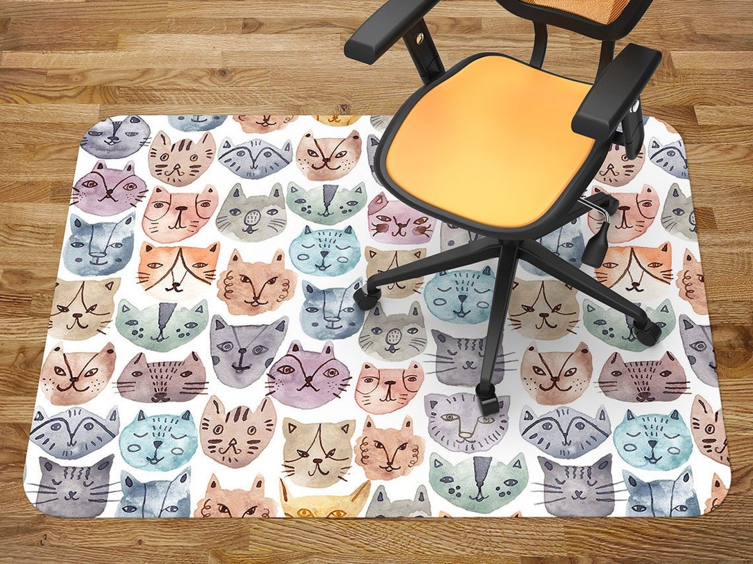 Chair Vinyl Mat, Cute Cats Chair Pad, Chair Mat, Office Vinyl Floor Mat ...