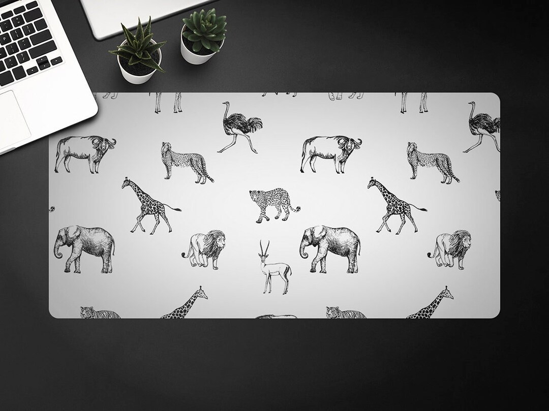 Desk Vinyl Mat, Safari Animals Desk Pad, Desk Protective Mat, Office ...
