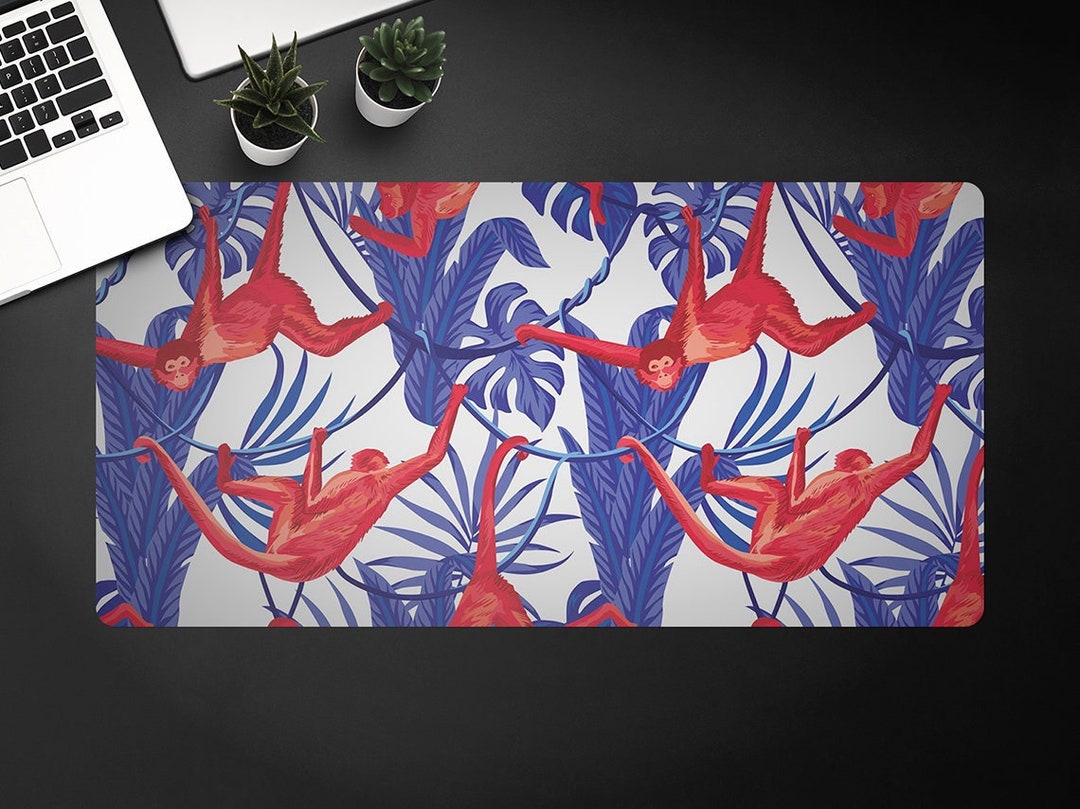 Desk Vinyl Mat, Red Monkeys Desk Mat, Desk Protective Mat, Office ...