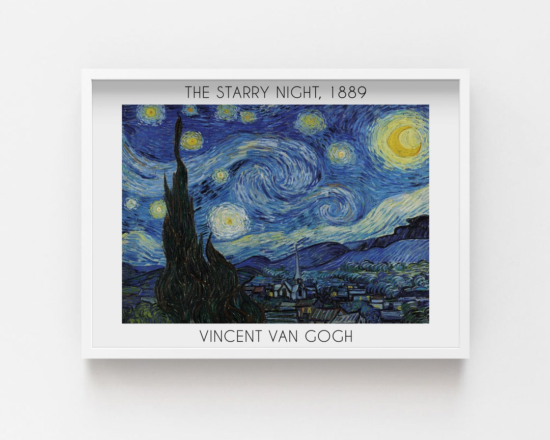 Vincent Van Gogh the Starry Night Poster, Blue Framed Print, Yellow ...
