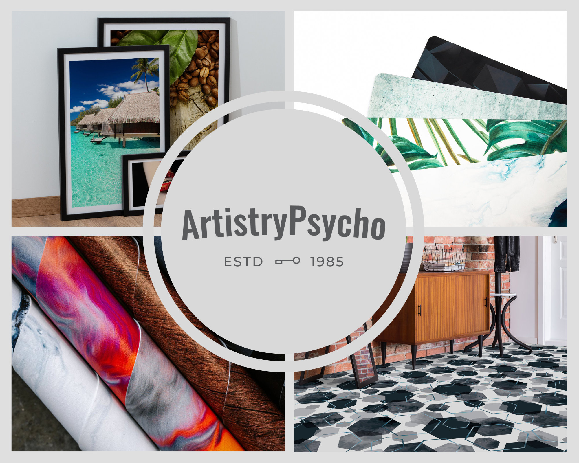 Old Geometric Flowers Vibes Floor Protector, White Ideas for Work, Blue ...