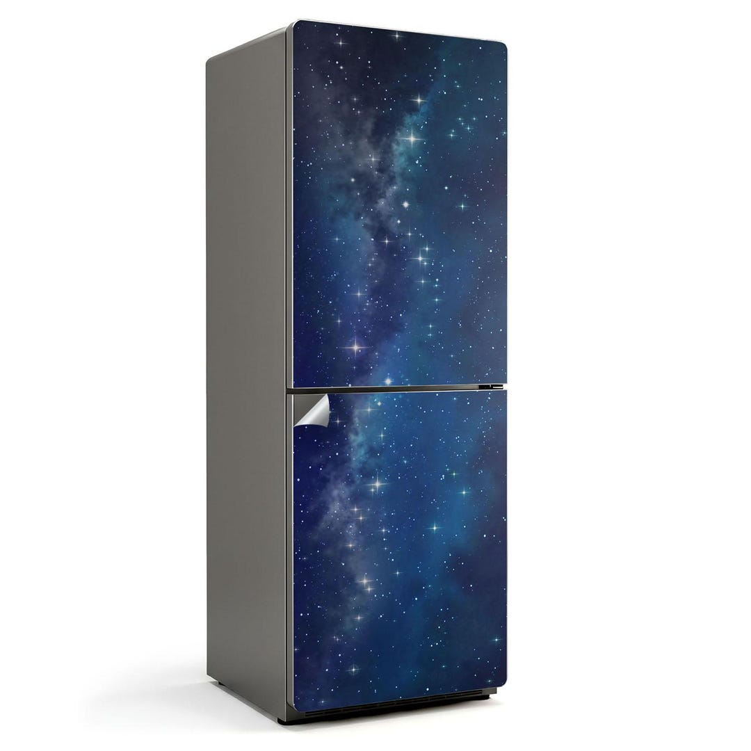 Cosmic Landscape of Stars Refrigerator Decal, Navy Fridge Wrap Sticker ...