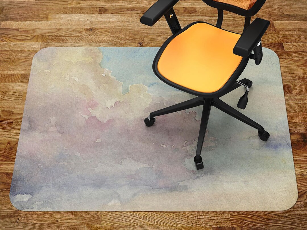 Chair Vinyl Mat, Watercolor Illustration of Sunset Sky Chair Mat Carpet ...