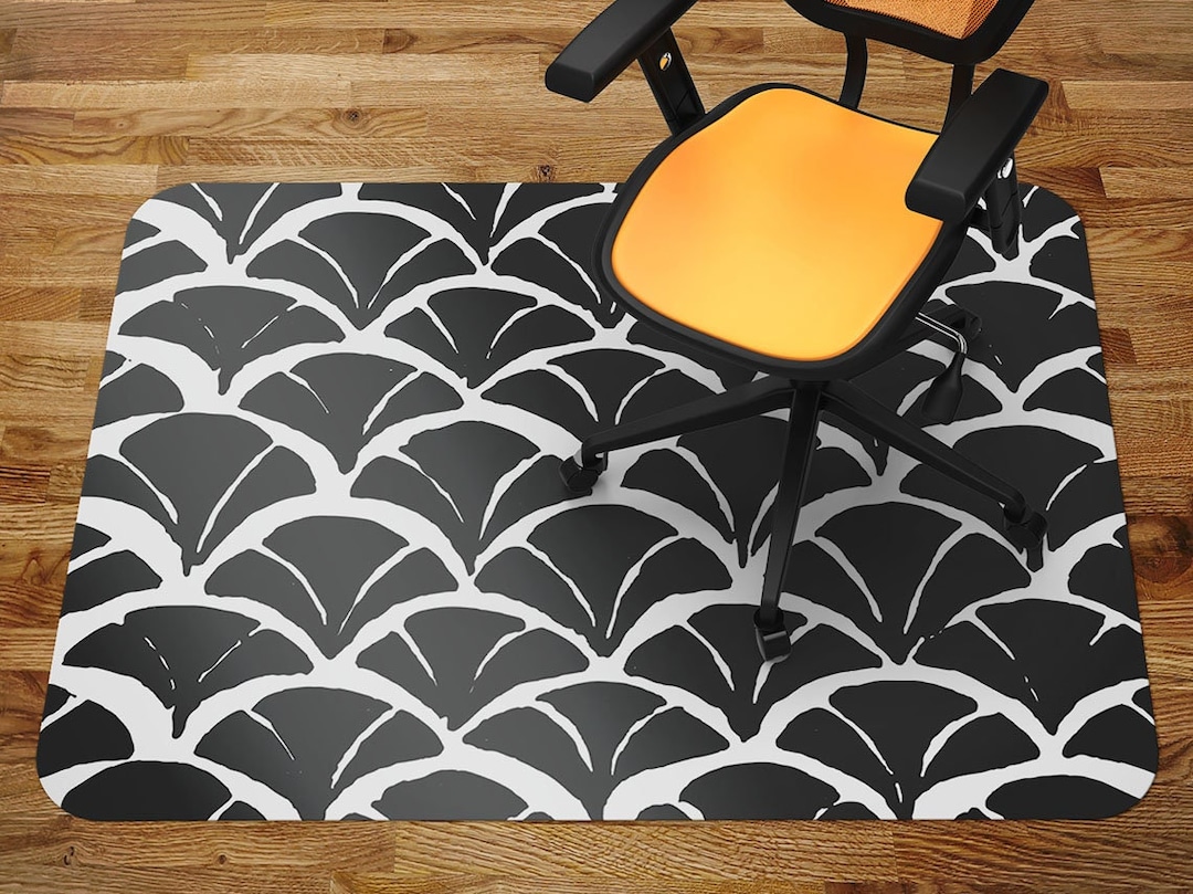 Chair Vinyl Mat, Black Abstract Art Deco Chair Mat Carpet, Chair Mat ...