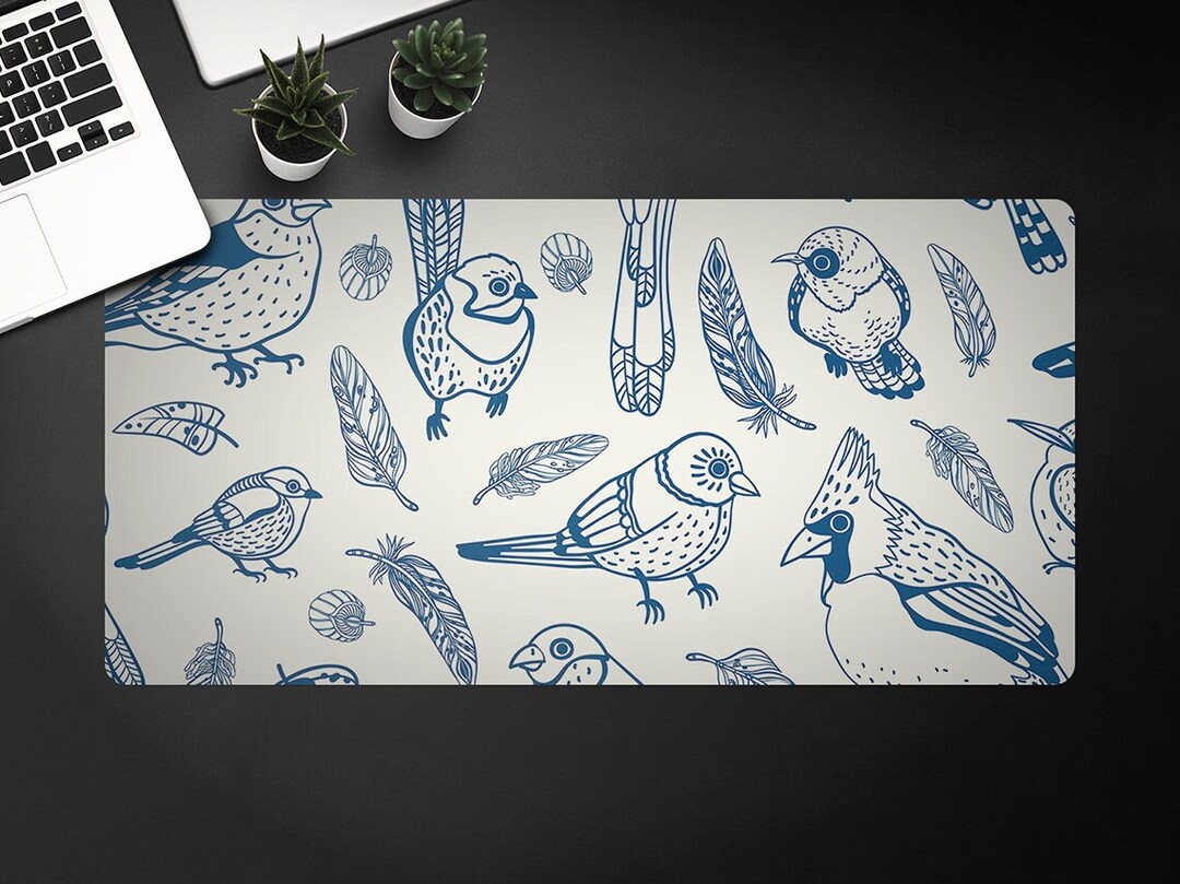 Desk Vinyl Mat Drawn Birds Desk Mat Desk Protective Mat - Etsy