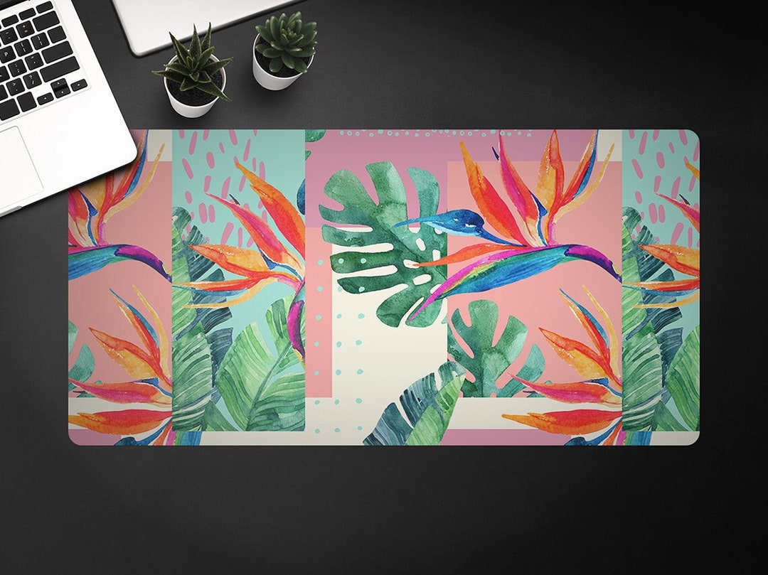 Desk Vinyl Mat, Tropical Abstract Desk Pad, Desk Protective Mat, Office ...