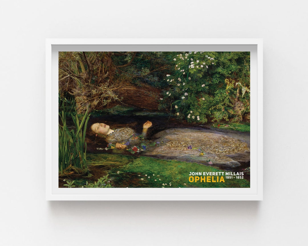 John Everett Millais Ophelia Poster, Green MDF Print, Brown Framed ...