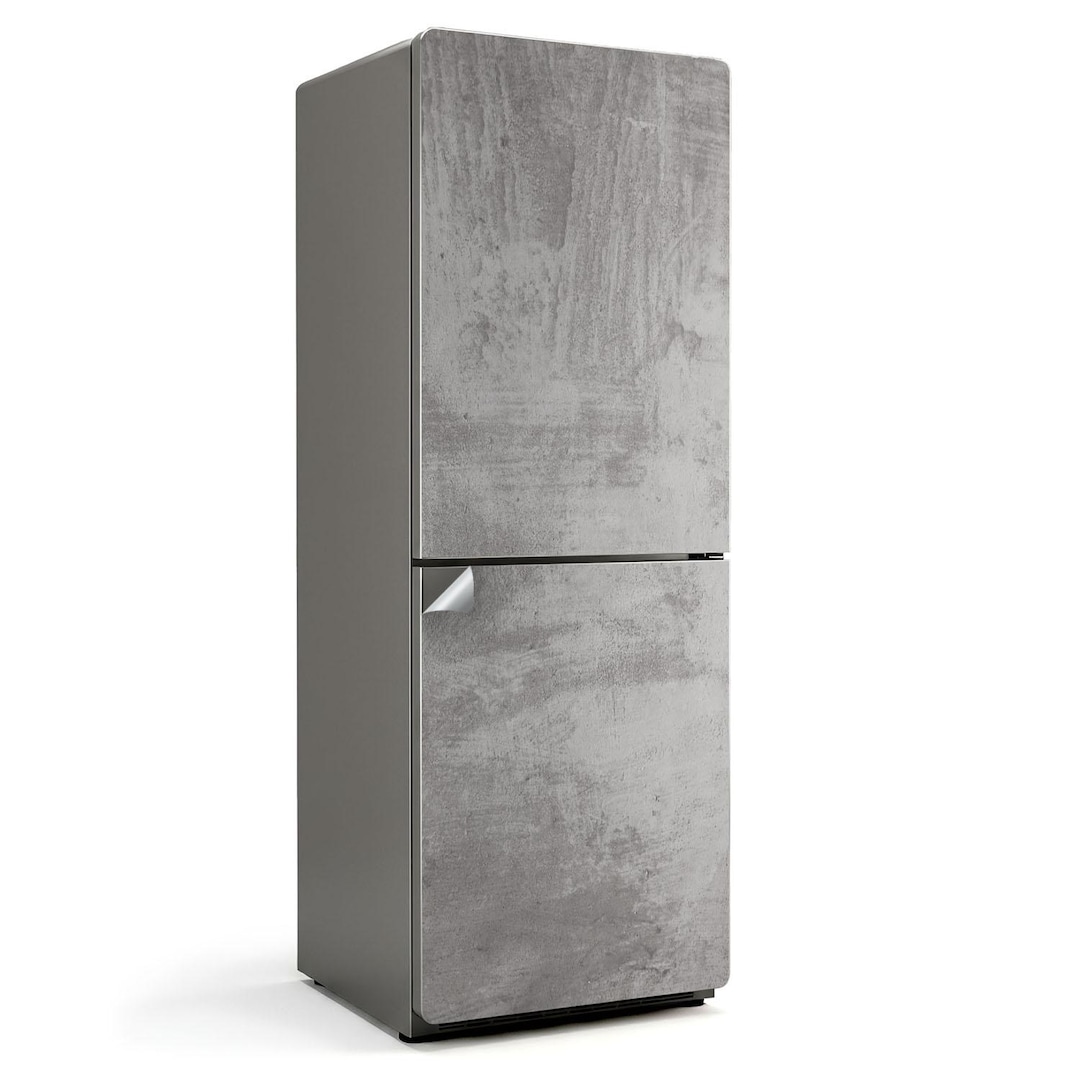 Raw Surface Texture Refrigerator Decal, Gray Fridge Wrap Sticker ...