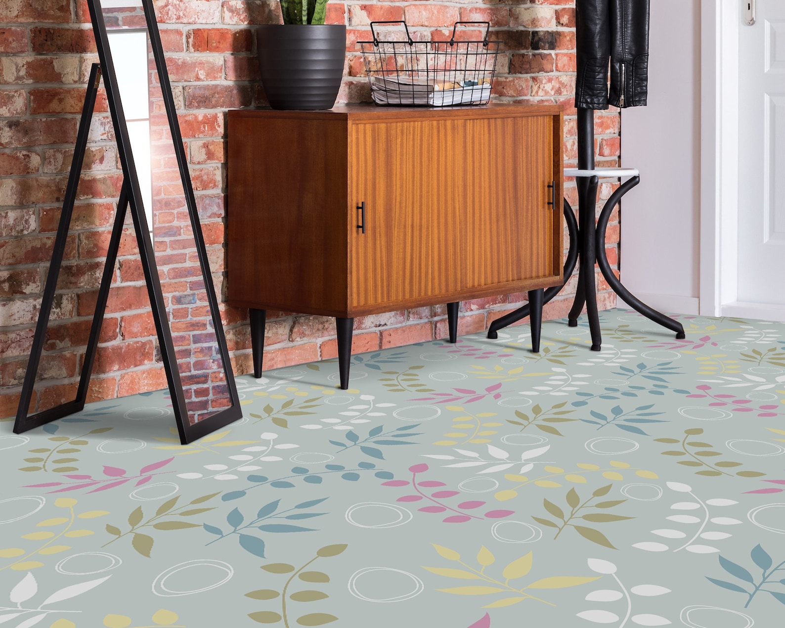 Thick Vinyl Rug, Cartoon Flat Soft Pattern Floor Protector, Blue Retro ...