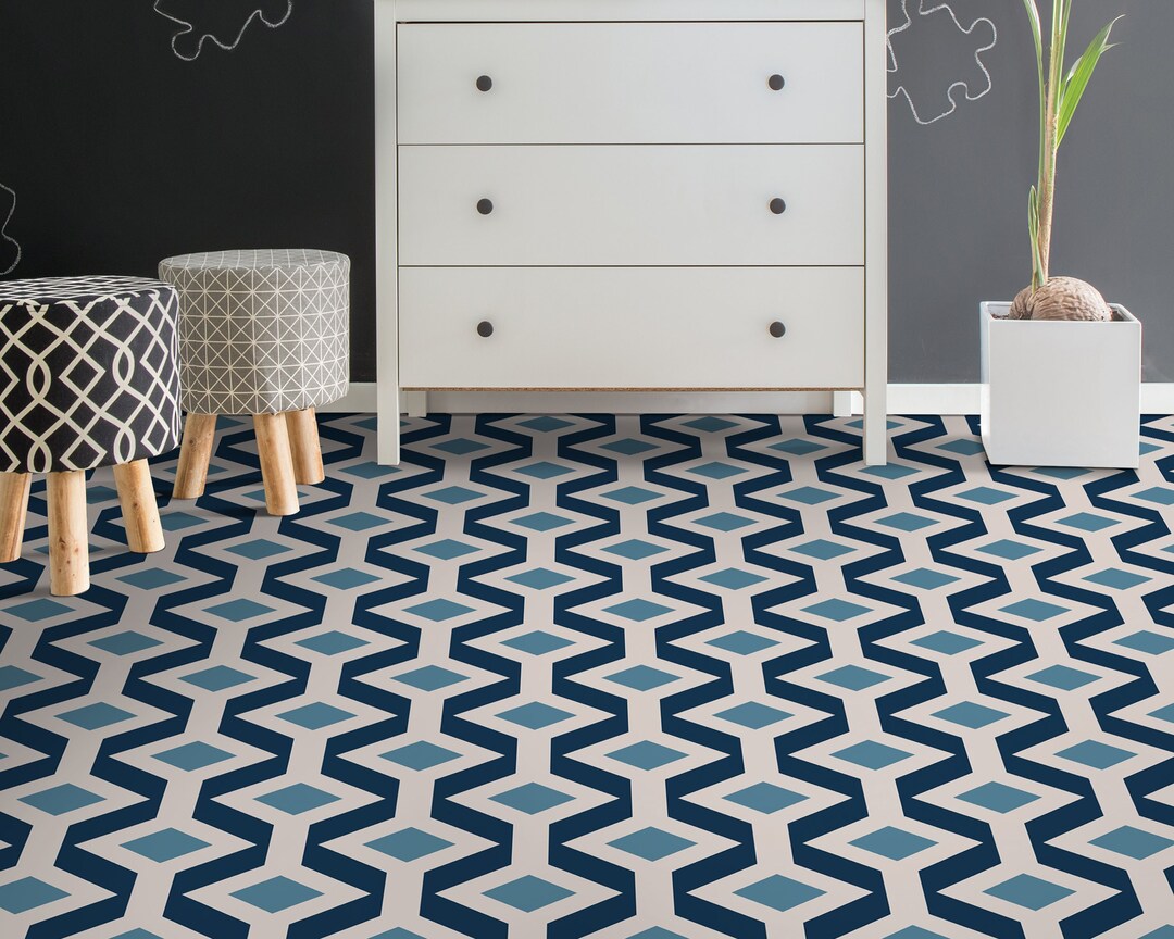 Bauhaus Modern Geometric Print Floor Protector, White Non Toxic Print ...