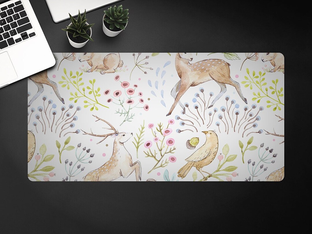 Desk Vinyl Mat, Light Animals Forest Desk Mat, Desk Protective Mat ...