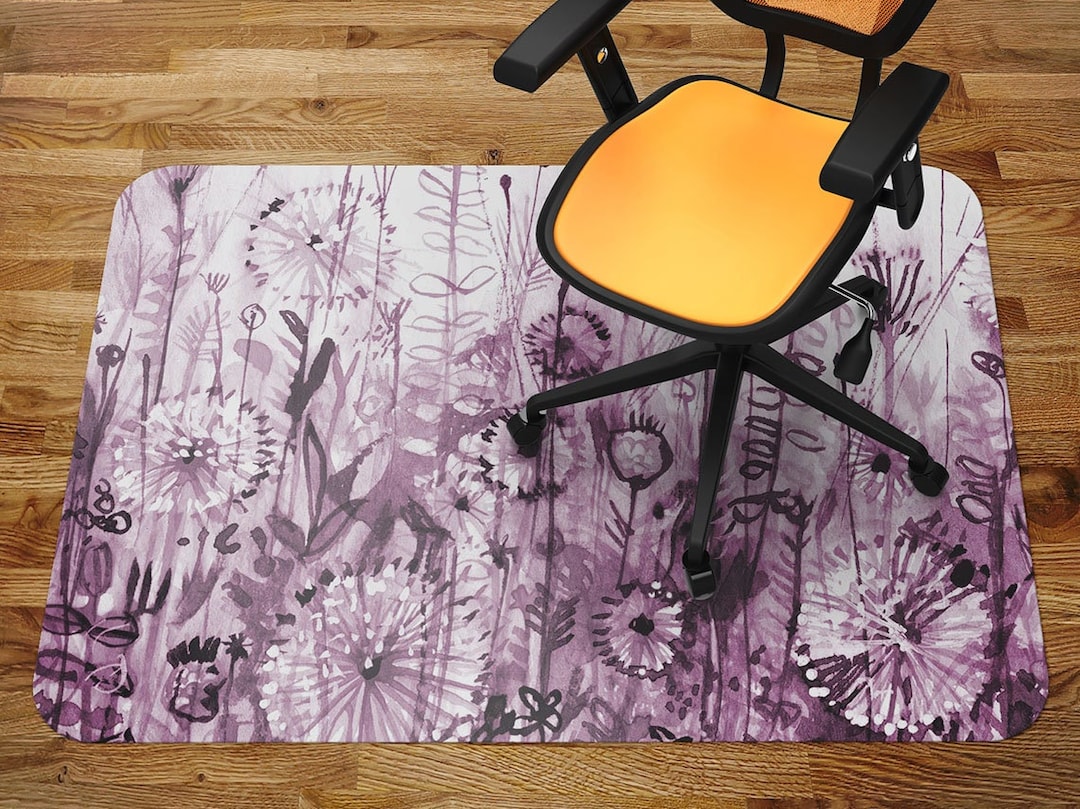 Chair Vinyl Mat, Watercolor Purple Meadow Chair Mat, High Quality ...