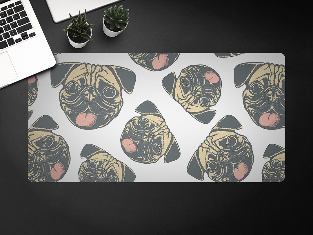 Desk Vinyl Mat, Funny Pugs Desk Pad, Keyboard Pad, Desktop Blotter ...