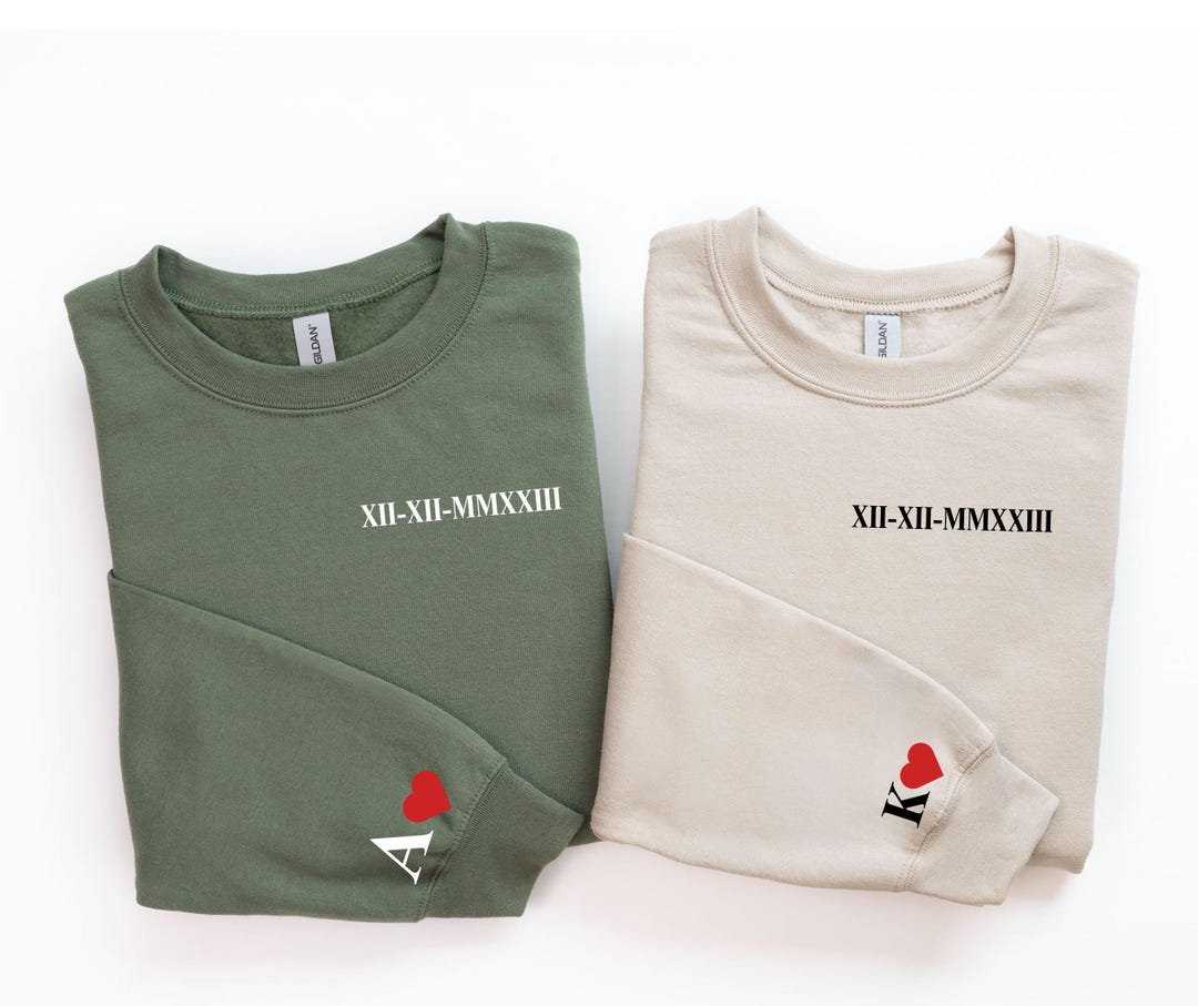 Custom Roman Numeral Sweatshirt: Personalized Date Hoodie, Couples Gift ...