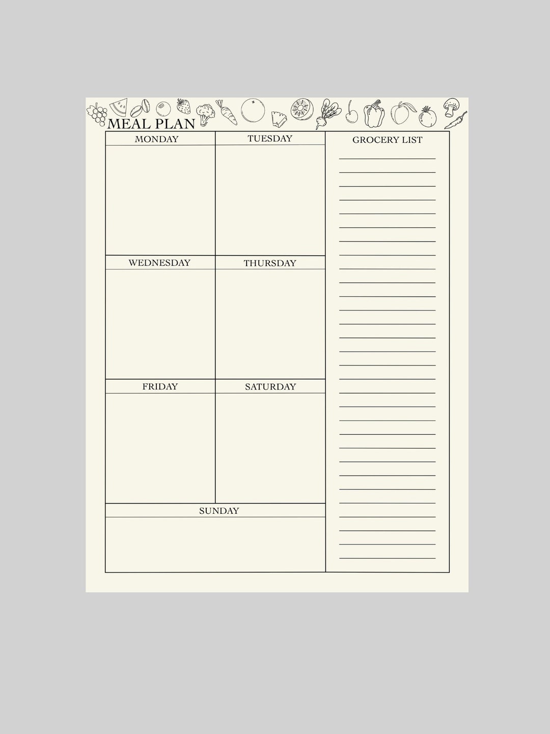 Digital Meal Plan and Grocery List - Etsy