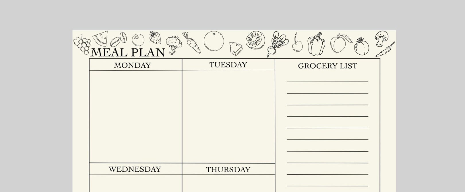 Digital Meal Plan and Grocery List - Etsy