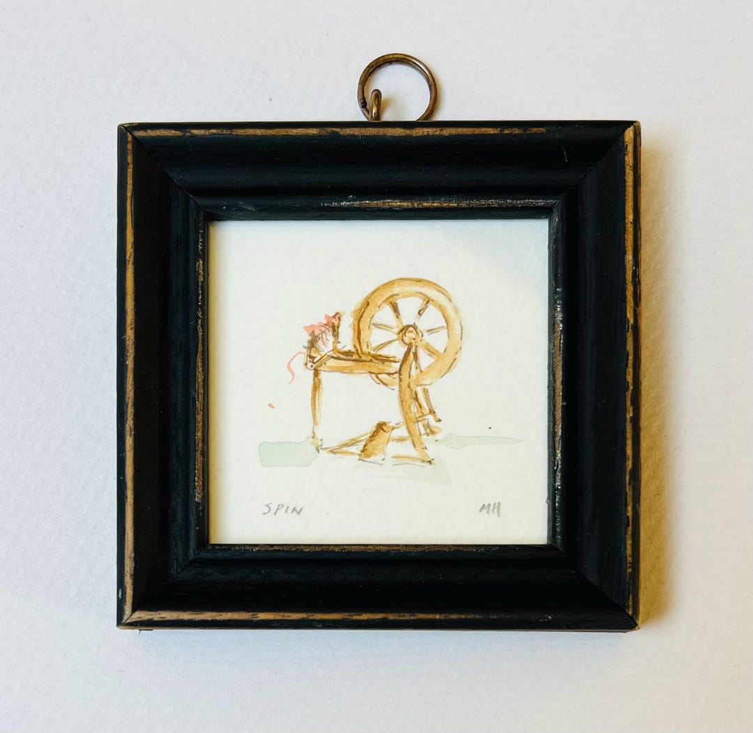 Spinning Wheel Miniature Painting - Etsy