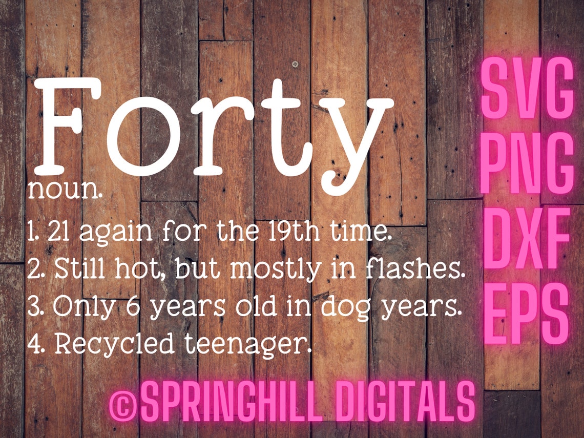 40th Birthday Svgs Fortieth Birthday Svgs Forty Definition | Etsy