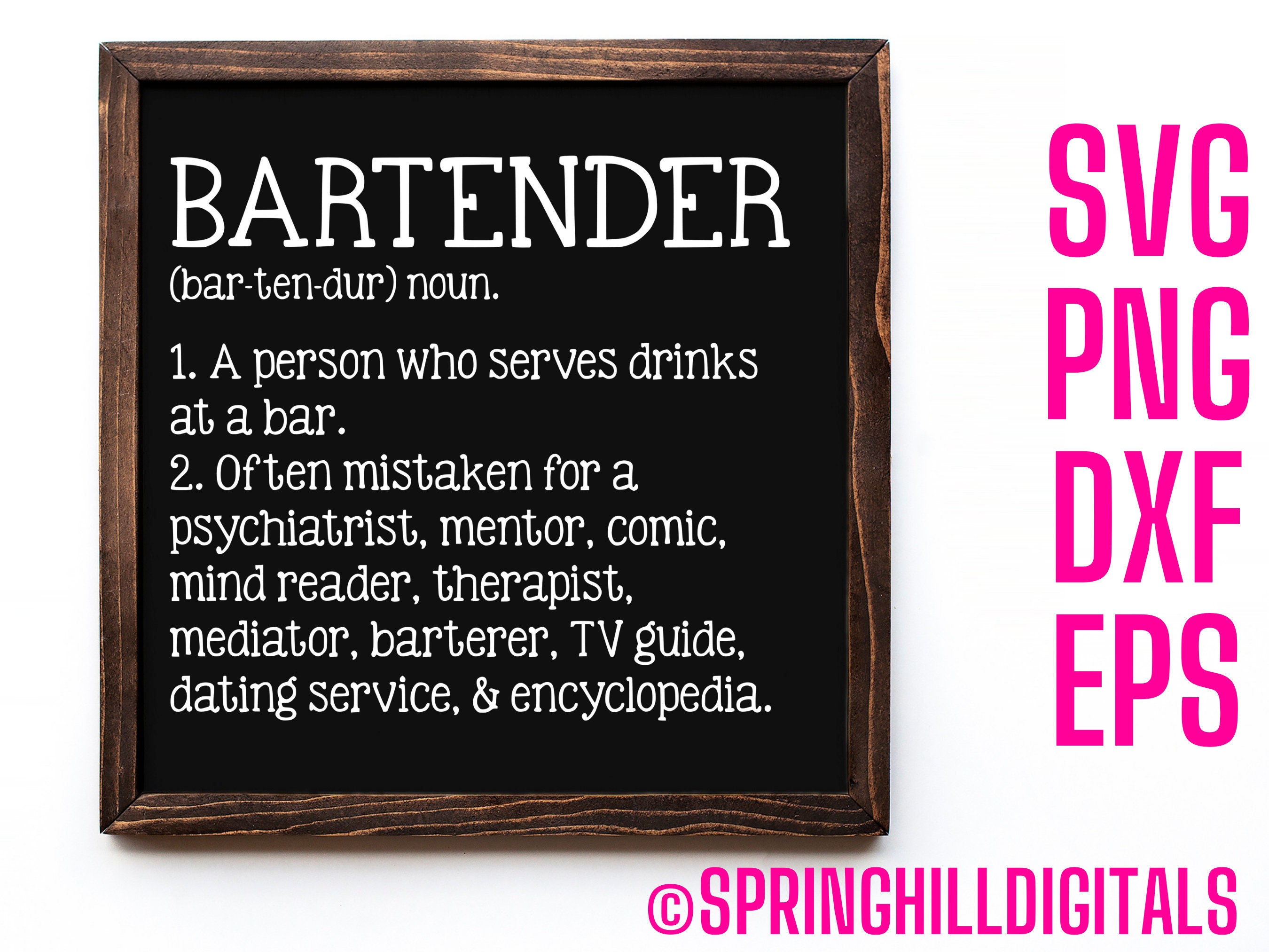 Bartender Svg Definition Cut File Bar Sign Svg Funny Job - Etsy