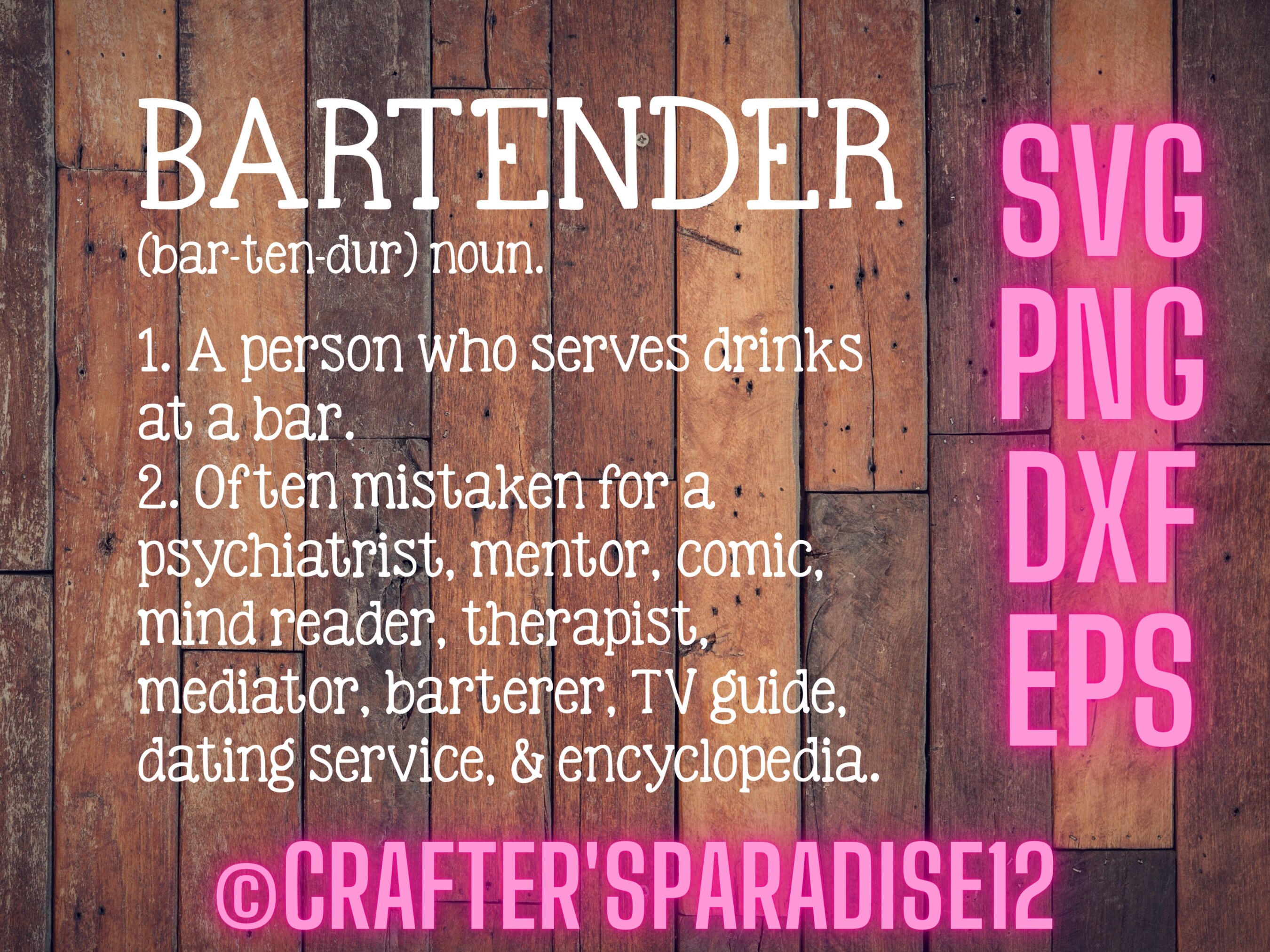 Bartender Svg Definition Cut File Bar Sign Svg Funny Job - Etsy