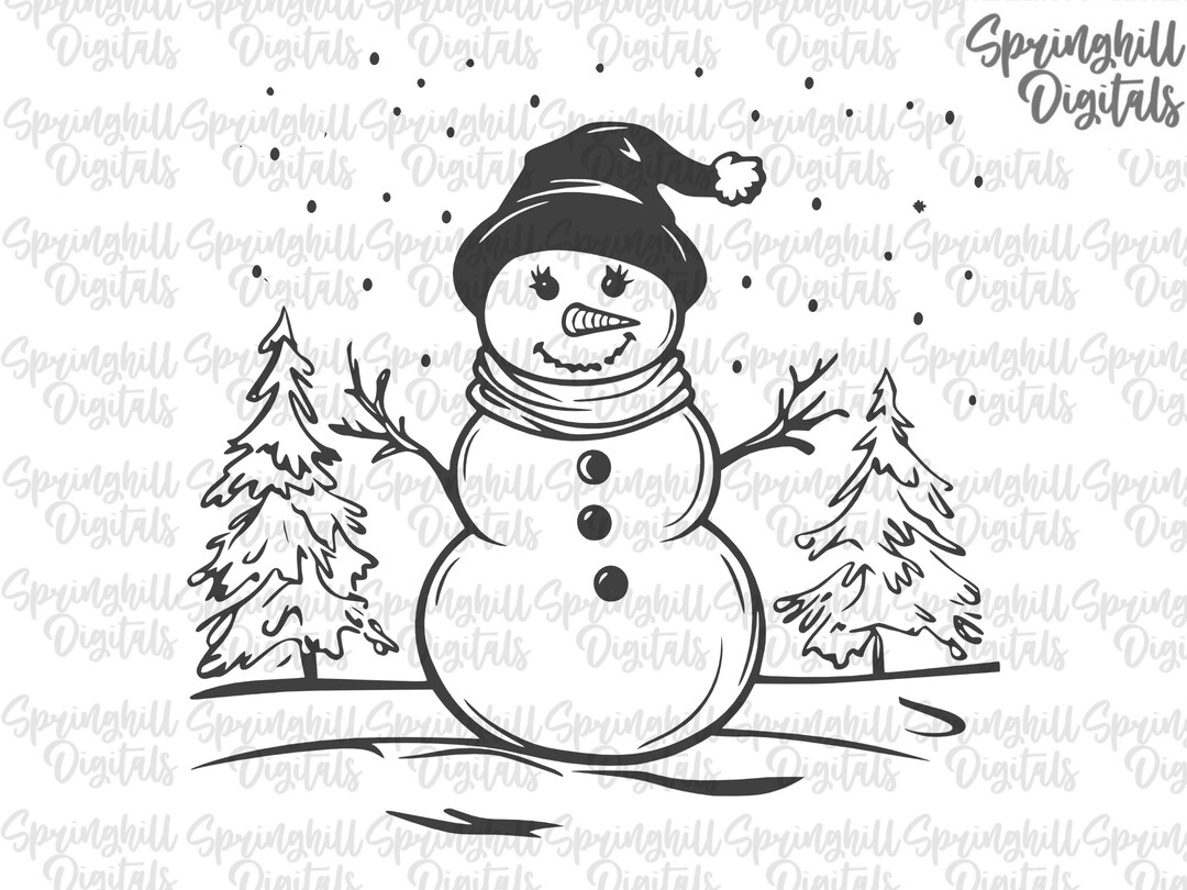 Snowman Svg, Cute Snowman Svgs, Snowgirl Cut Files, Winter Landscape ...