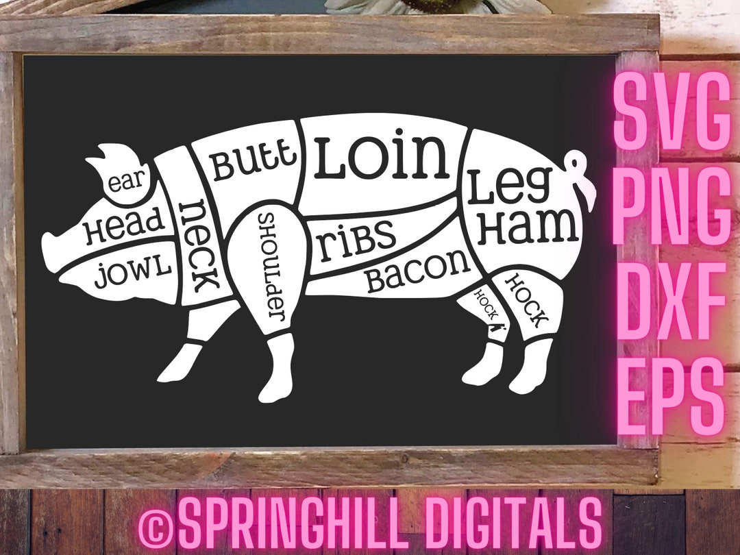 Cuts of Pork Svg | Butcher Diagram | Pig Roast Svg | Butcher Sign Svg ...
