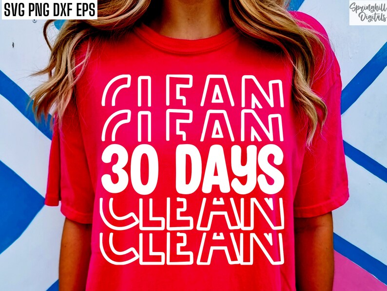 30 Days Clean Sobriety Shirt Svg One Year Sober Pngs Clean - Etsy