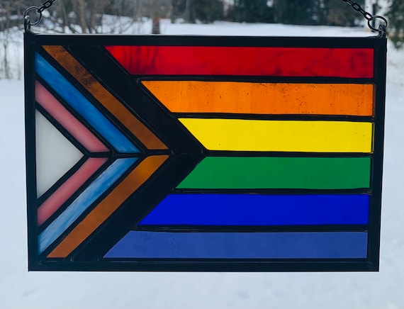 LGBTQ Progress Pride Flag in Stained Glass - Etsy