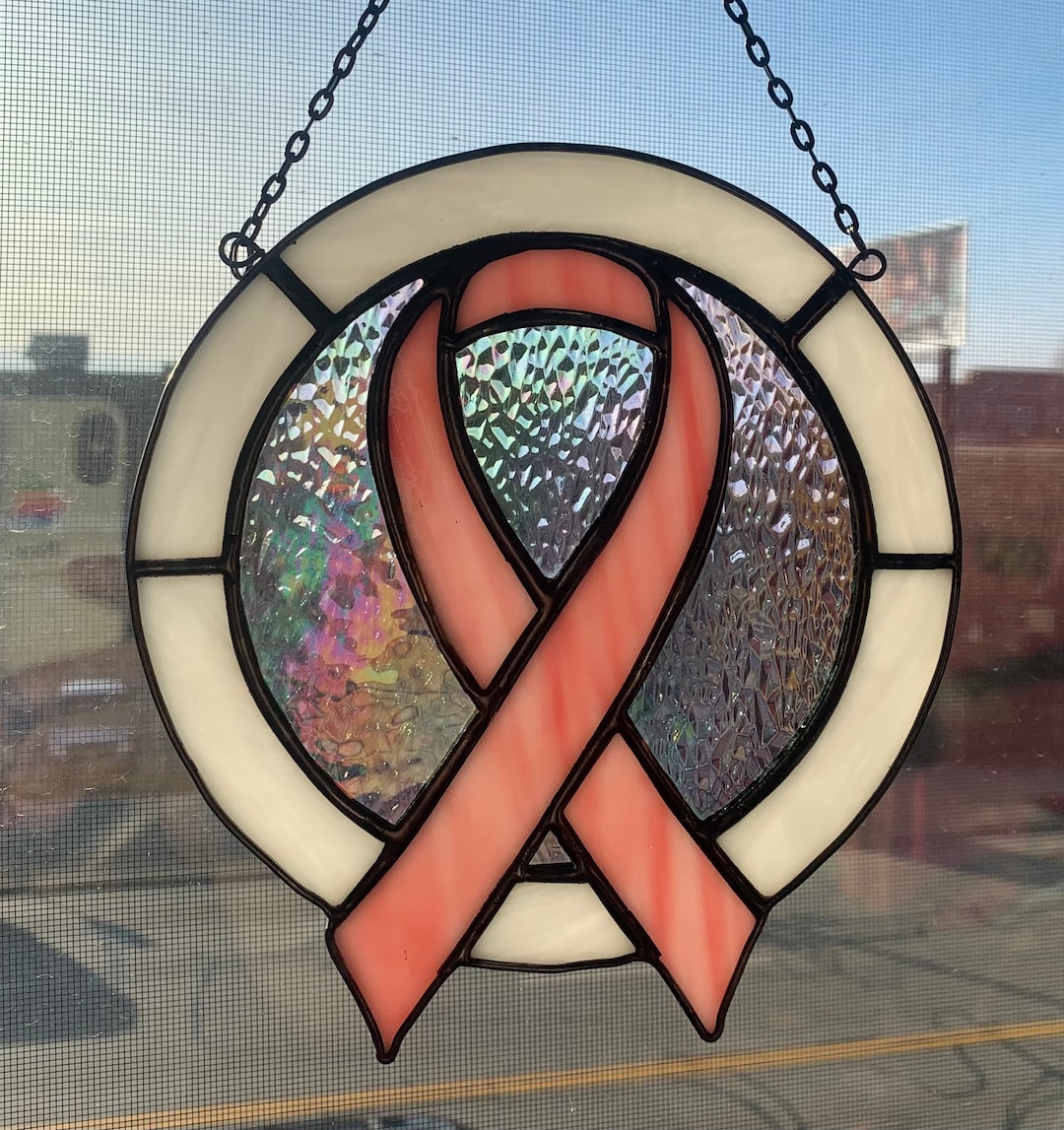 Pink Awareness Ribbon Stained Glass Panel | Breast Cancer | Komen ...