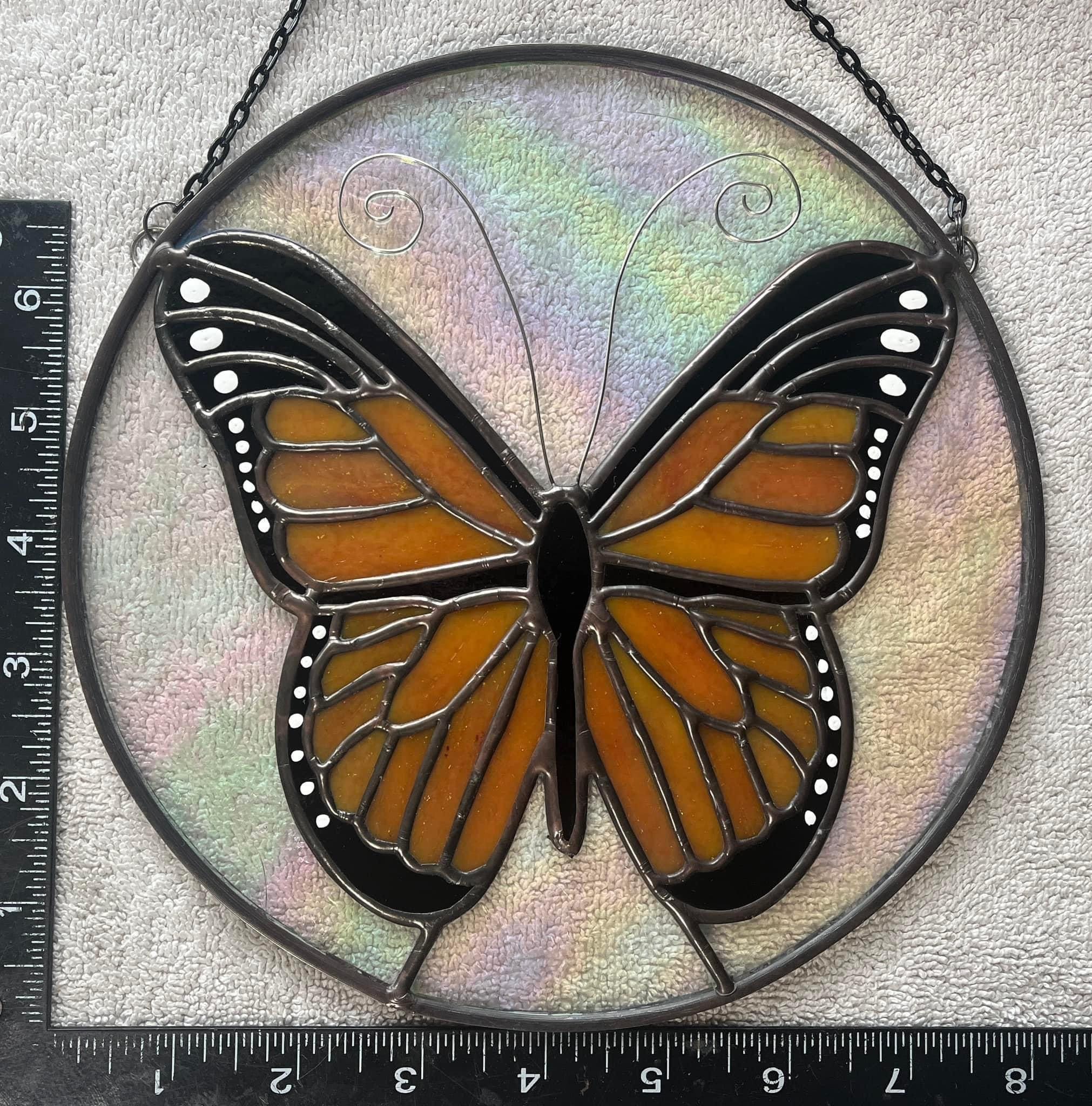 Monarch Butterfly Stained Glass Panel Milkweed Butterfly Spiritual ...