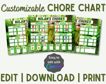 Dinosaur Chore Chart | Etsy