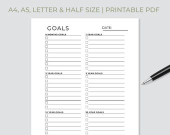 Goal Planner Printable, Goal Setting, Goal Tracker, Productivity ...