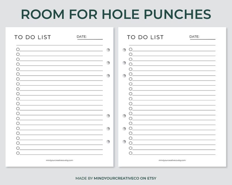 Minimal to Do List Printable, Simple Tasks List Template, A4/a5/letter ...