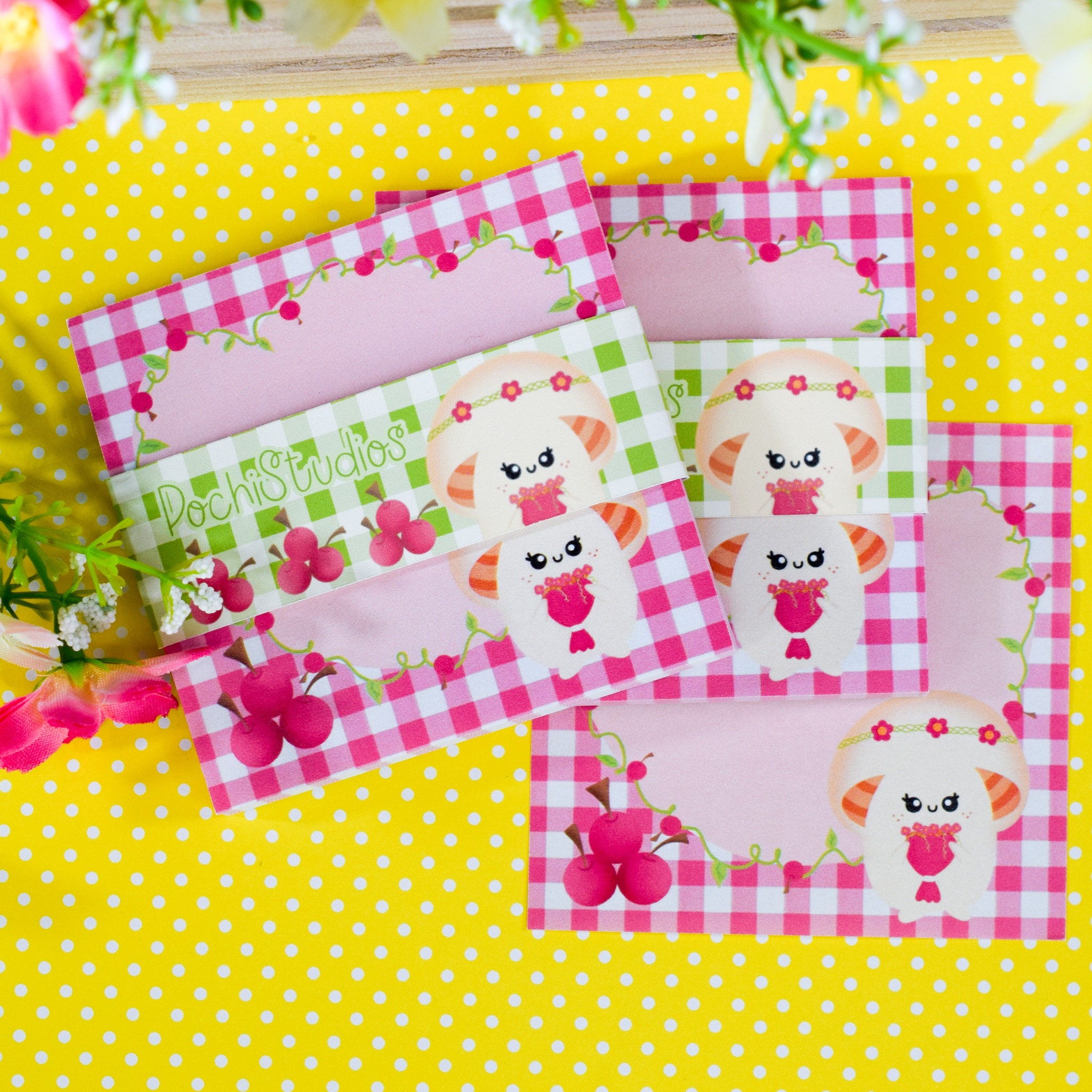 Pink Spring Mushroom Sticky Notes Cute Memo Sticky Note Pink Memo Pads ...