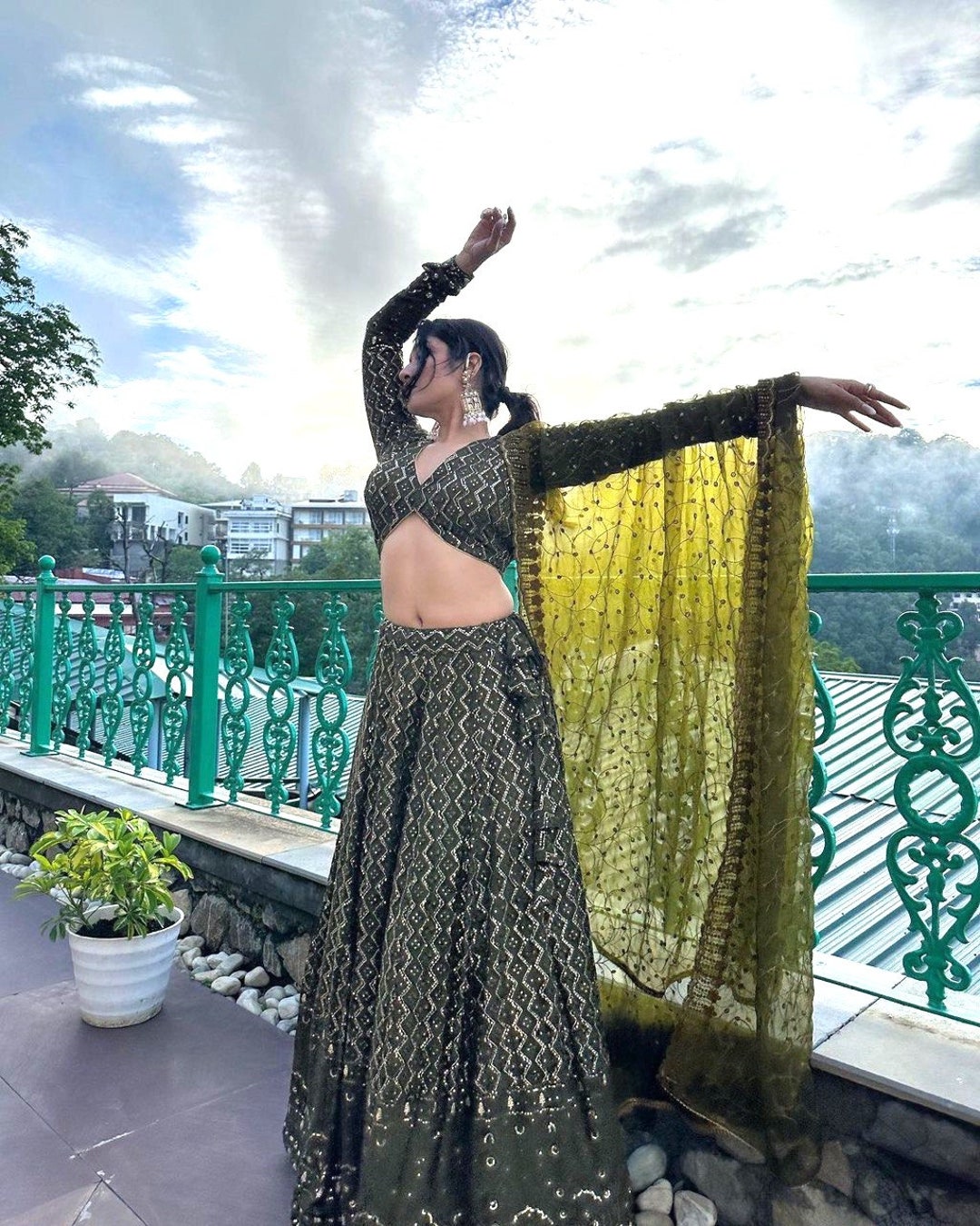 Emerald Green Indian Lengha for Women Traditional Custom Made - Etsy