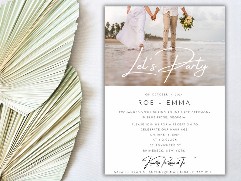 Elopement Announcement With QR Code | Elopement Reception Invitation ...