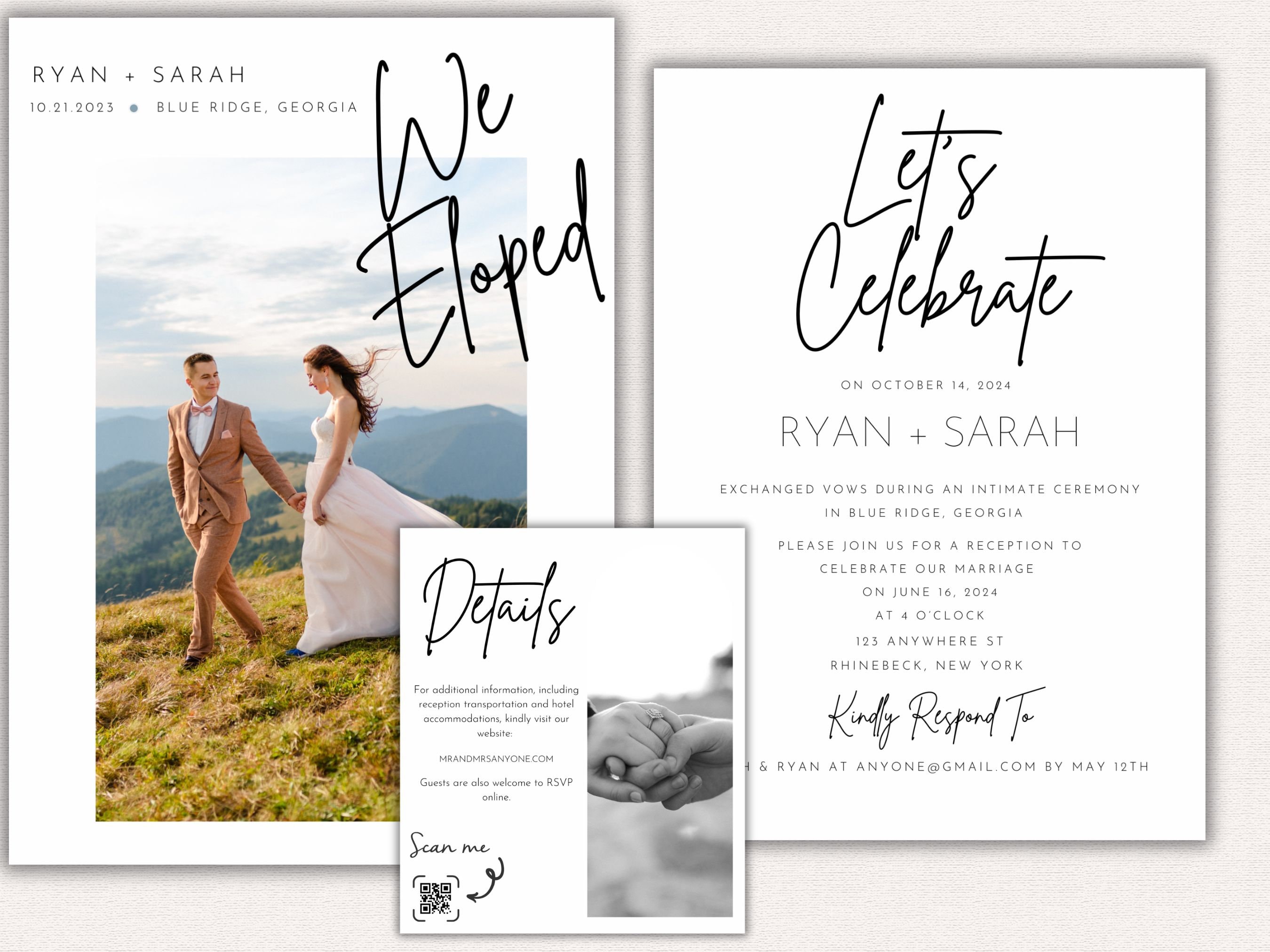 Elopement Announcement With QR Code | Elopement Reception Invitation ...