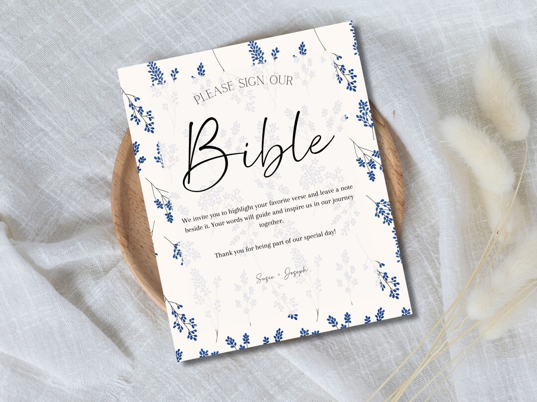 Sign Our Bible Sign, Printable Wedding Template, Christian Guestbook ...