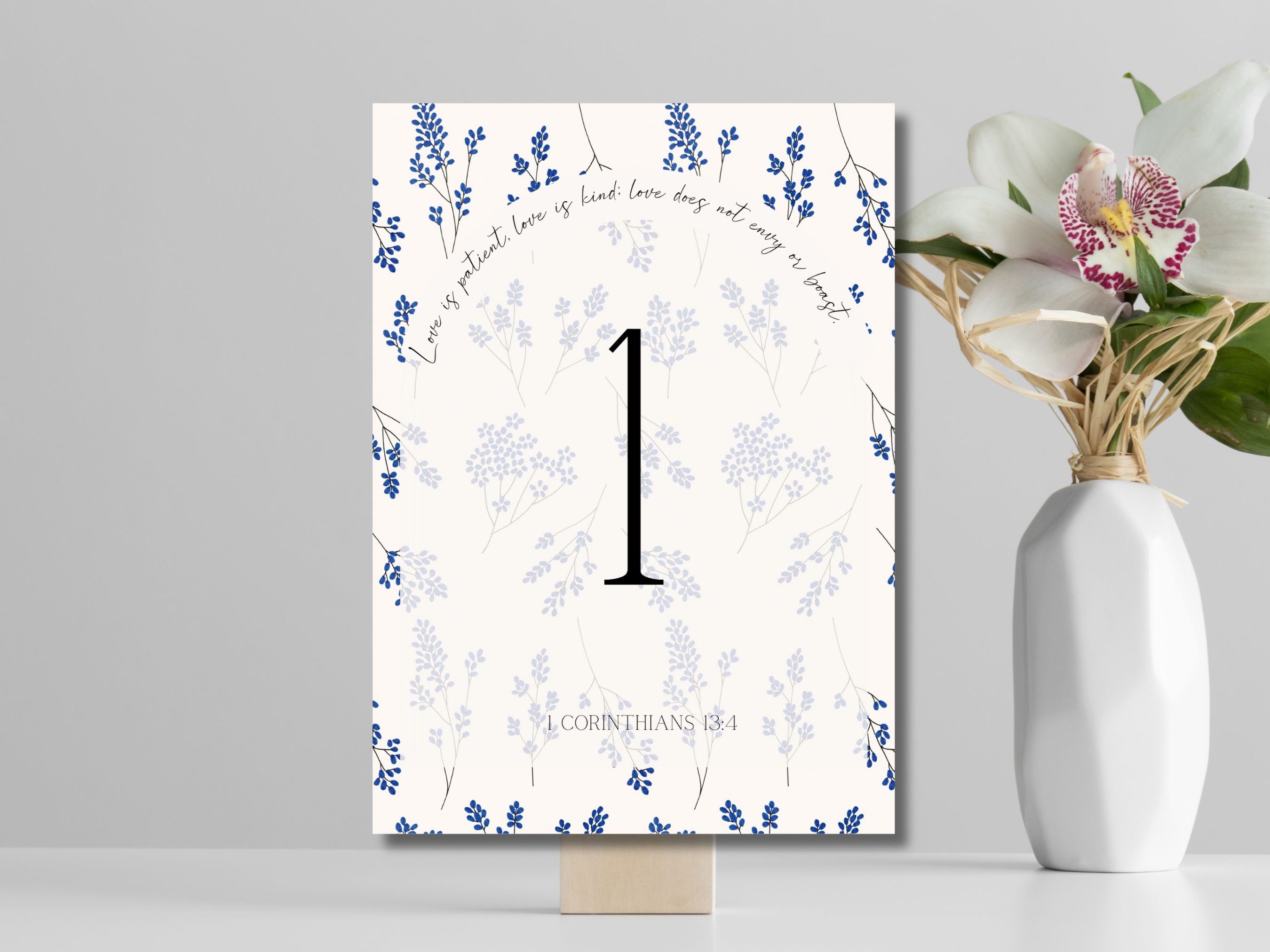 Bible Verse Wedding Table Numbers - Digital Download, Editable ...