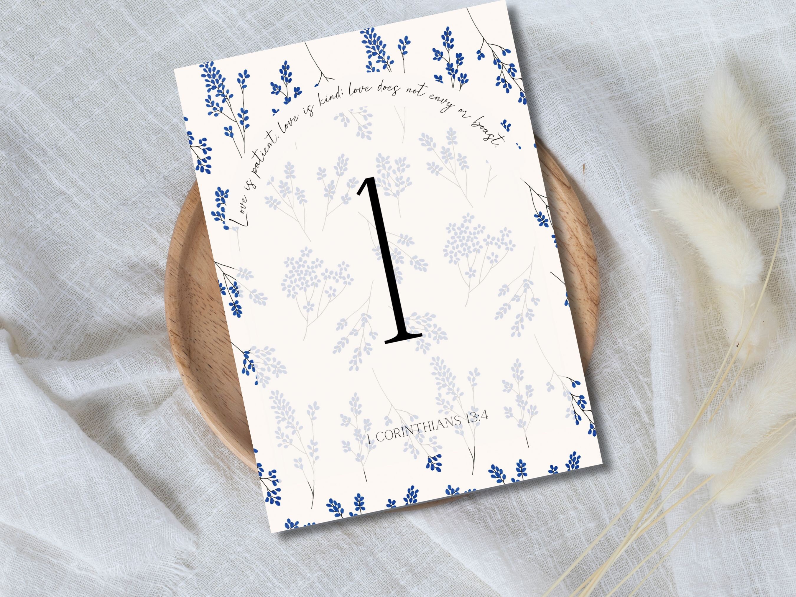 Bible Verse Wedding Table Numbers - Digital Download, Editable ...