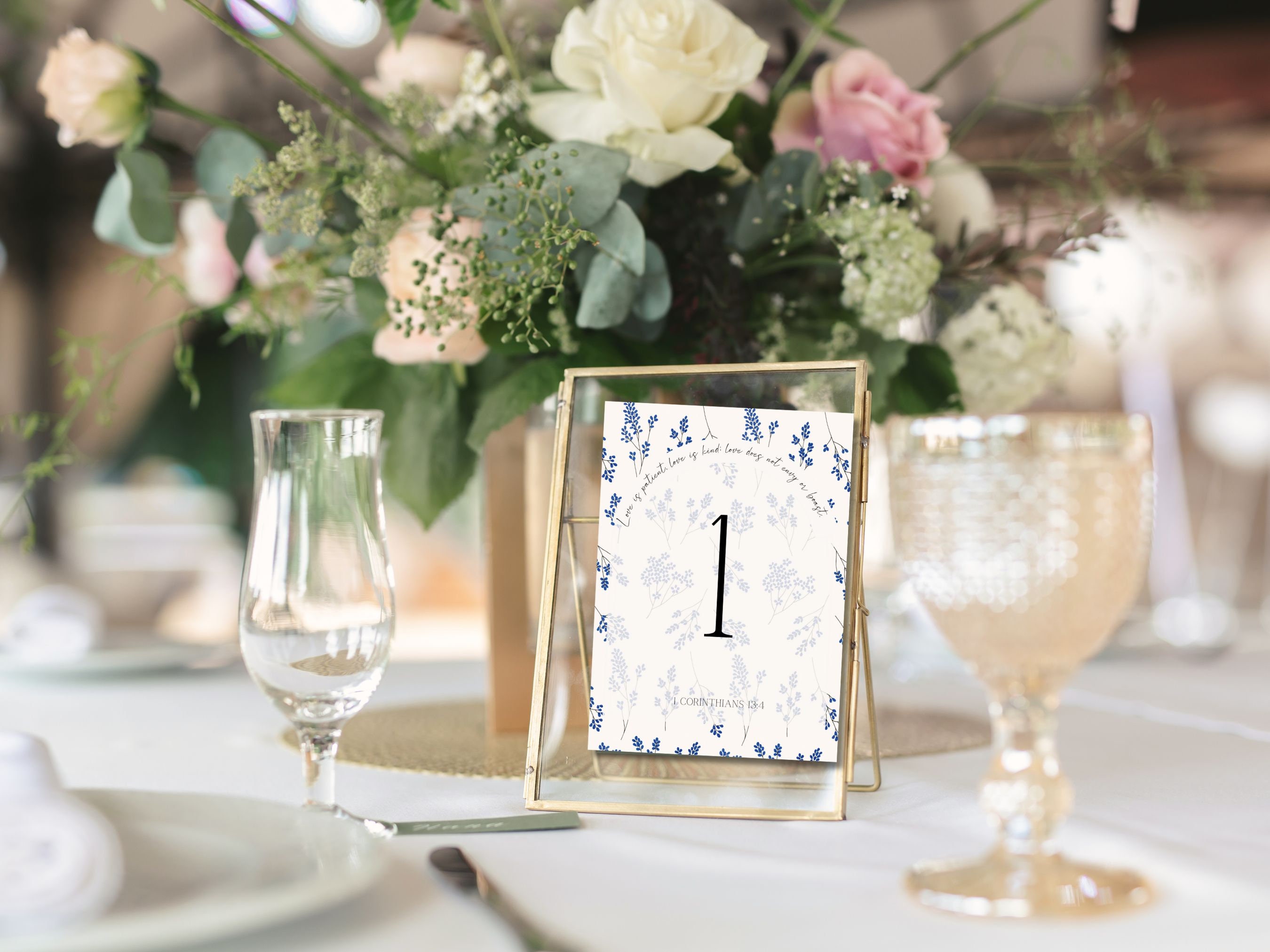 Bible Verse Wedding Table Numbers - Digital Download, Editable ...